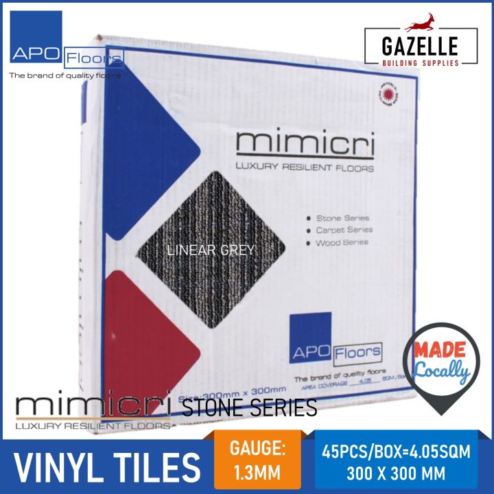 Apo Floor Vinyl Tiles Mimicri Carpet Series 1.3mm - Linear Gray 45pcs ...