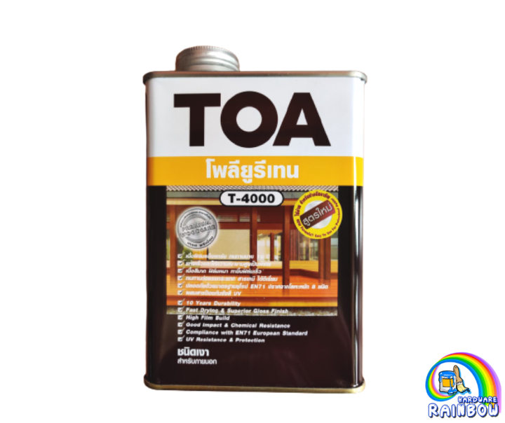 TOA T4000 โพลียูรีเทน ชนิดเงา เคลือบไม้ สีทาไม้ ภายนอก แห้งเร็วขนาด 3.785 ลิตร | Lazada.co.th