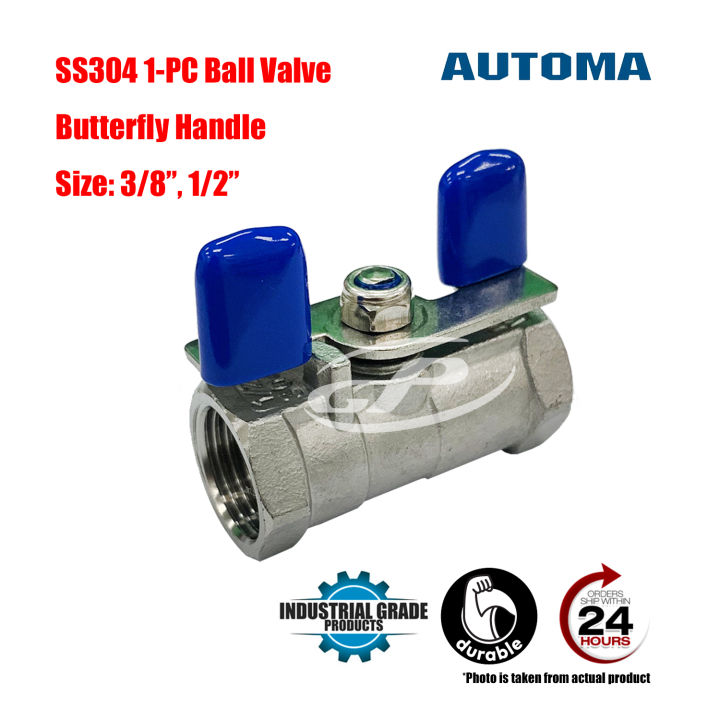 [READY STOCK] AT100BD AUTOMA BALL VALVE SS304 1-PC BODY BUTTERFLY ...
