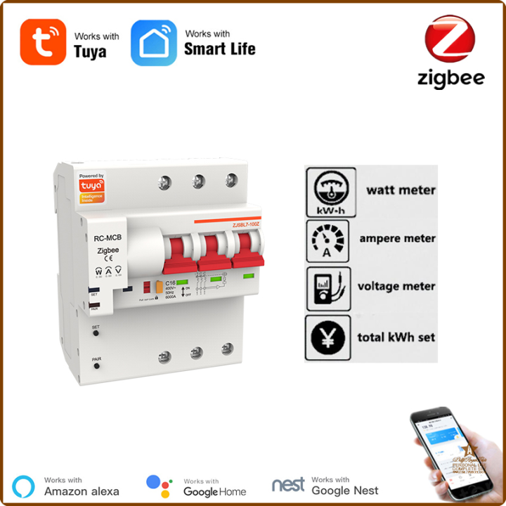 Tuya สวิตช์ Zigbee เบรกเกอร์3P,สวิตช์ Zigbee การป้องกันการลัดวงจรไฟฟ้า ...