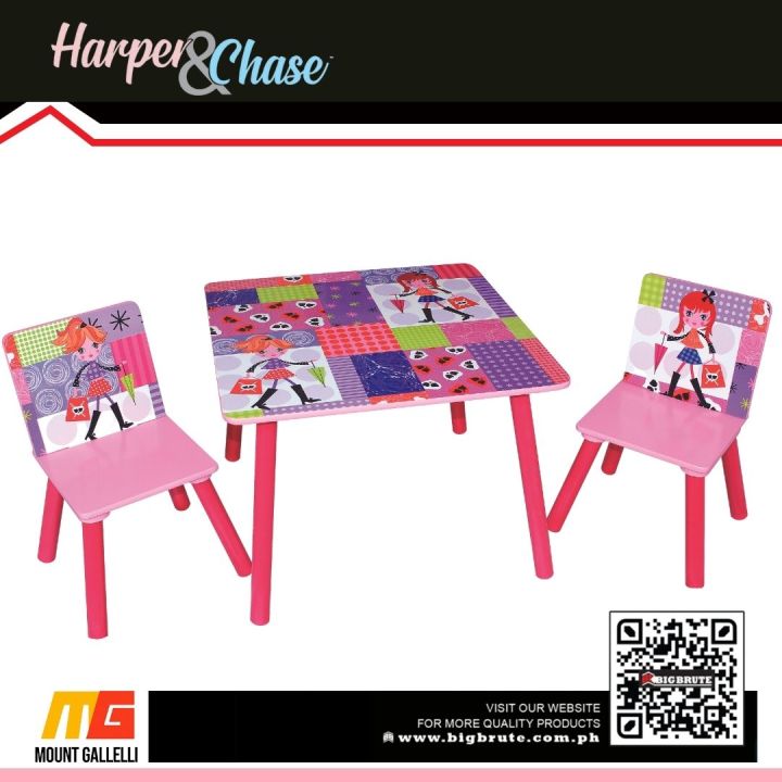Harper & Chase Table and Chair Set (Pink Paper Doll Design) | Lazada PH