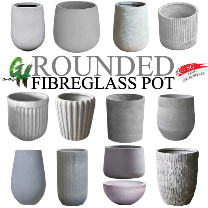 ROUND Cement Pot Circular Planter Pot Plant Pot Artificial Plant Pot ...