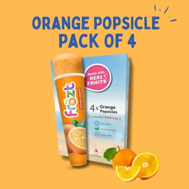 Frozt Orange Popsicle Pack Of 4 - Real Fruit, Lower Sugar & Guilt-Free ...