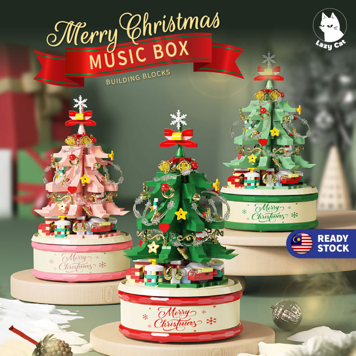 Mini Cute Cartoon Christmas Tree Block Music Box Bricks Xmas Series ...
