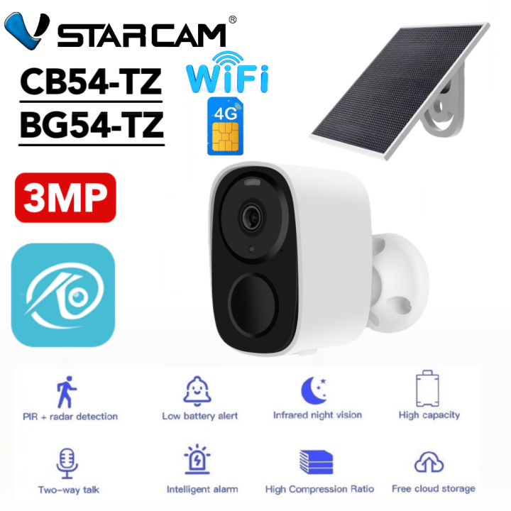💥ใหม่💥 Vstarcam CB54 กล้องแบตเตอร์รี่ ไร้สาย กันน้ำได้ แถมแผงโซล่าเซลล์ 3.3W ติดตั้งง่าย ไม่ง้อ ...