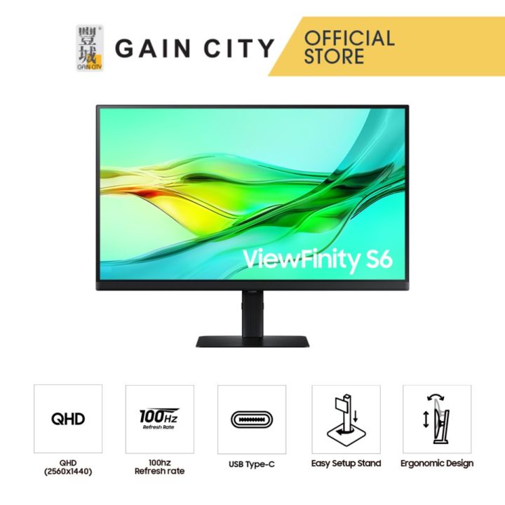 SAMSUNG VIEWFINITY S6 MONITOR S27D604 | 24" QHD MONITOR IPS | 2560x1440 ...
