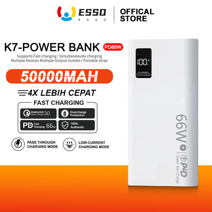 ESSO Powerbank heavy duty original K7 PD66W fast charging 4 outputs and ...