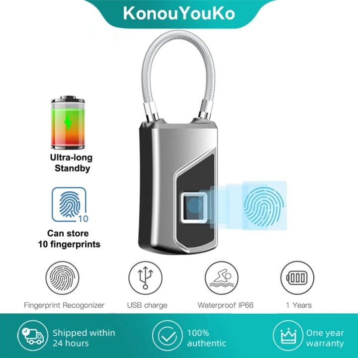 oushen Biometric keyless padlock, waterproof fingerprint lock ...