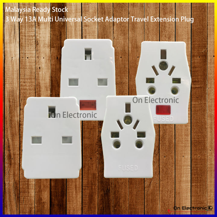 3 Way 13A Multi Universal Socket Adaptor Travel Extension Plug Multi ...