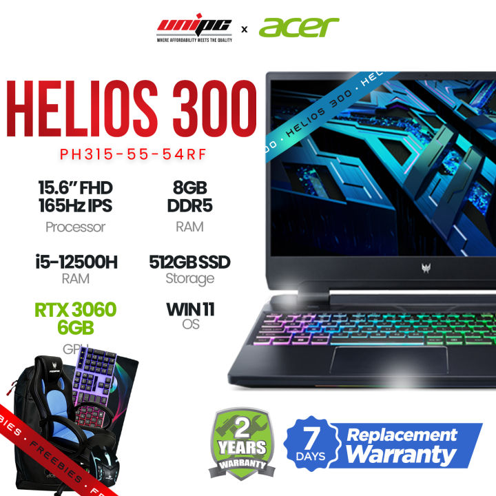 Helios 300 PH315-55-54RF 15.6 IPS FHD 165Hz i5-12500H 8GB DDR5 512GB SSD RTX 3060 6 GB Win 11 ...
