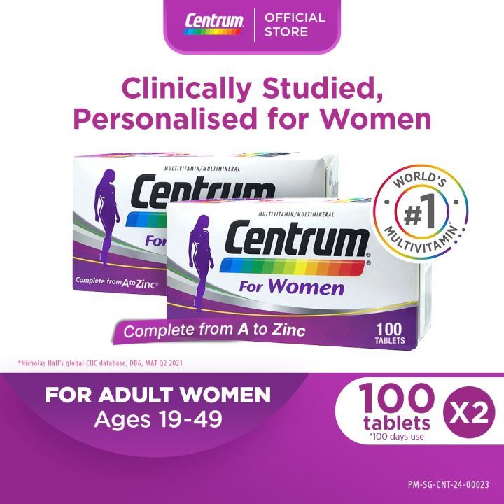 CENTRUM Multivitamin for Women, Vitamin C, Calcium and Iron for Energy Needs,Healthy Bones, 100 ...