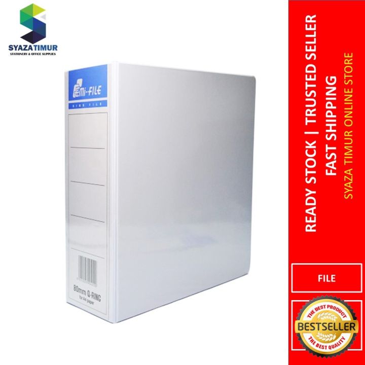 [ST-GR MY] File EMI 2D Ring File 80mm A4 Size White 2Q File | Lazada