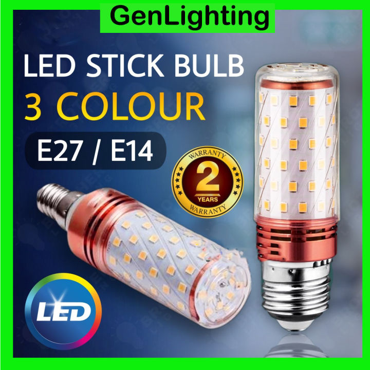 LED Stick Corn Bulb With 3 Colour 8W + 8W (E14 / E27) on/off switch ...
