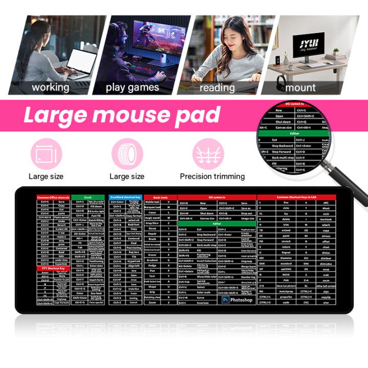 Large Mouse Pad Office Software Shortcut Key Pad Computer Laptop ...