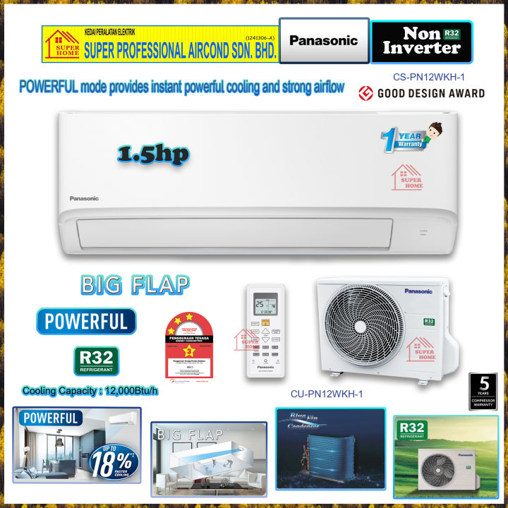 Panasonic R32 Non Inverter Air Conditioner CS-PN12WKH-1 & CU-PN12WKH-1 ...