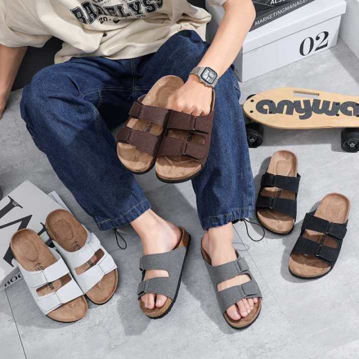 SHUTA MEN casual Sandals two strap canvas buckled slippers for men Boy ...