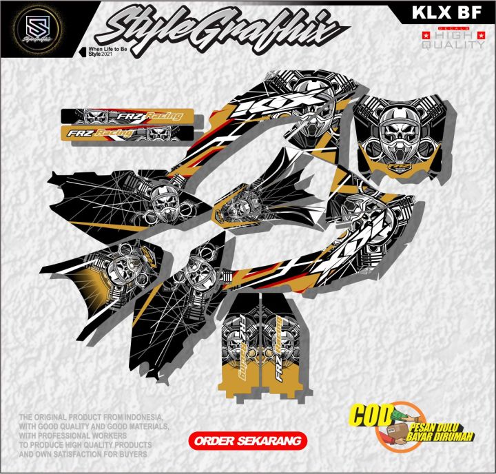 DECAL KLX BF DTRACKER CRF GORDON FULL BODY BISA CUSTOM GANTI NAMA NOMOR ...