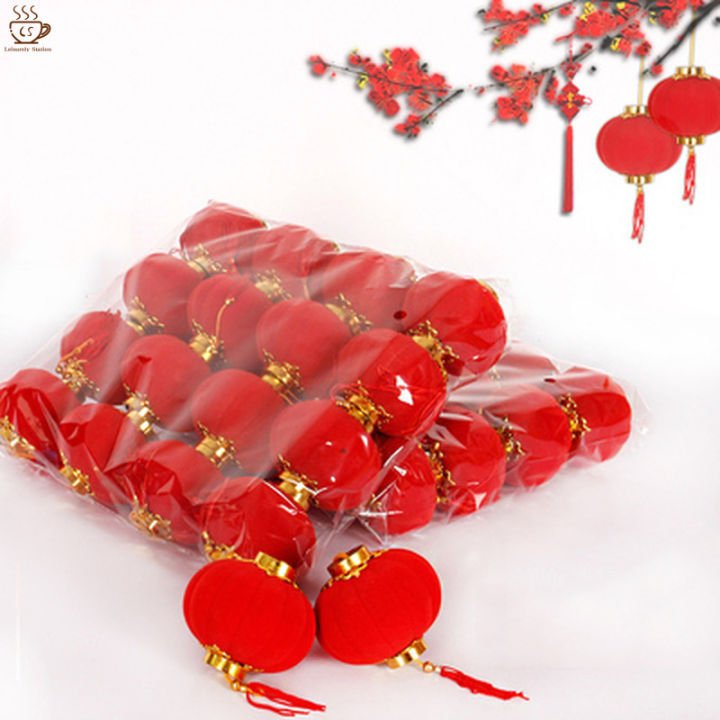 30Pcs/Package Red Lantern Decoration/Chinese New Year Flocking Cloth ...