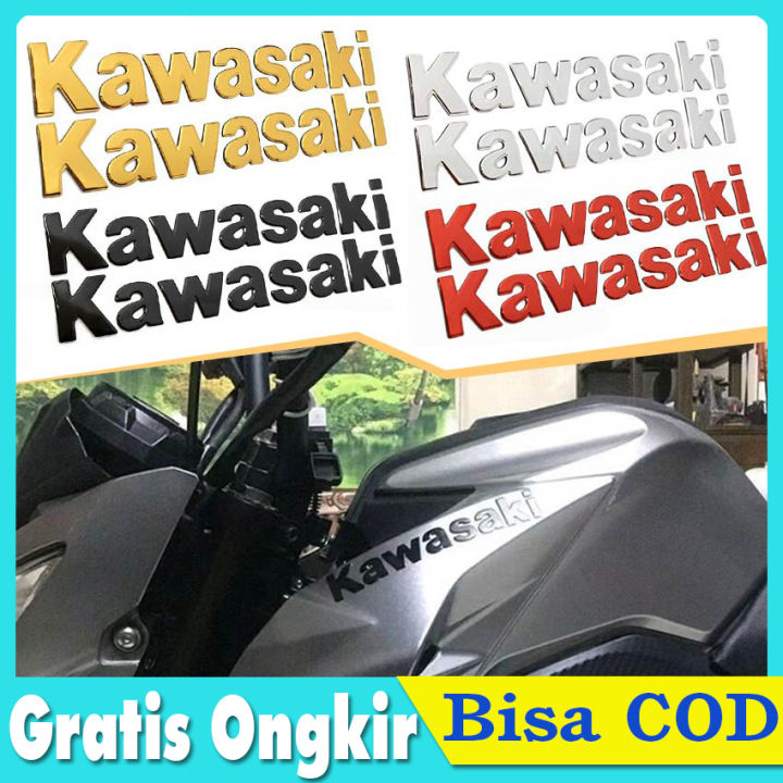 2Pcs Kawasaki Stiker Emblem Kawasaki Letter 3D Original Sticker Motor ...