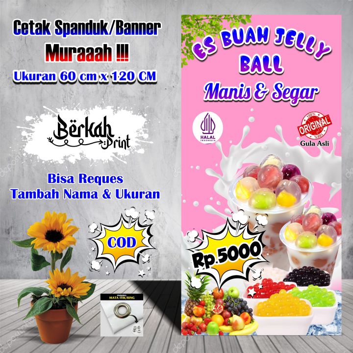 Spanduk Banner Es Buah Jelly Ball Ukuran 60 cm x 120 cm | Lazada Indonesia