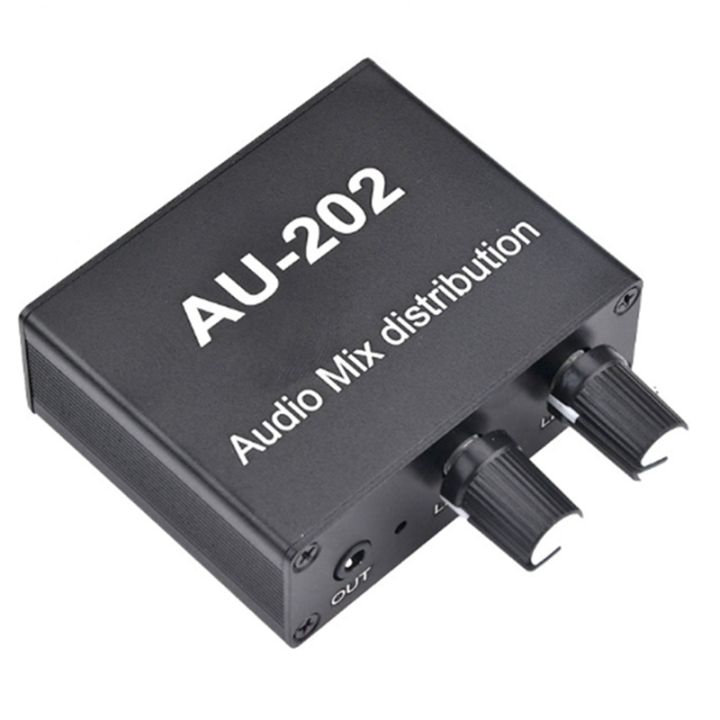 AU-202 2 Input 2 Output Stereo Mixer Audio Distributor for Headphone ...