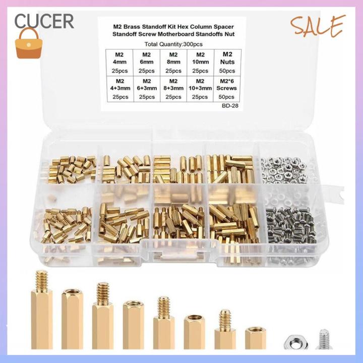 CBT 300pcs M2 Hex Brass Spacer Gold Male Female Standoff Screw Nut ...