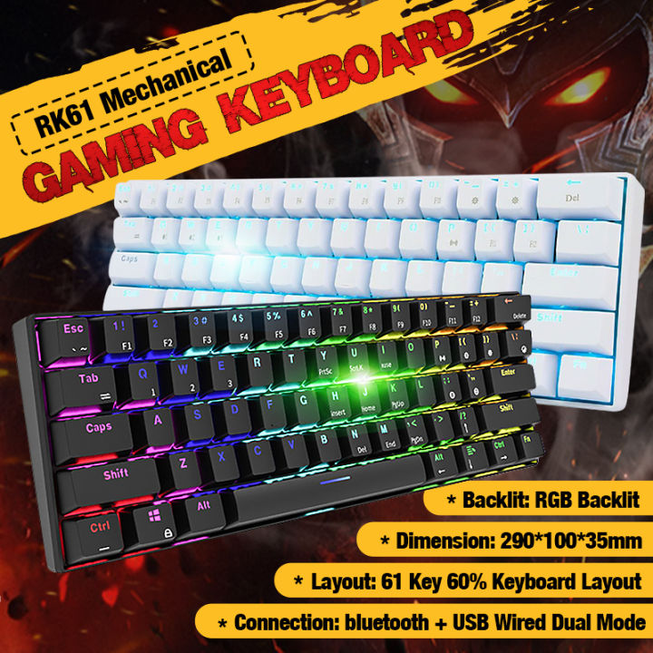 ((Ready Stock+ Original) RK61 bluetooth Wired 2.4 G Wireless Three Mode ...