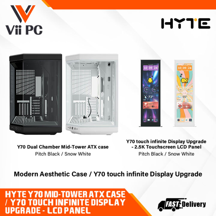 Hyte Y70 full black/full white Dual Chamber mid-tower chassis case can ...