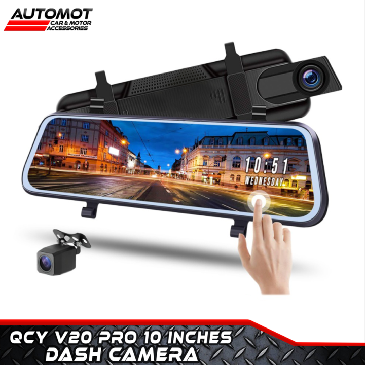QCY V20 PRO 10 Inches Touch Screen HD 1080P+720P Dashcam With Night ...