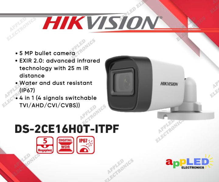 Hikvision DS-2CE16H0T-ITPF (C) 5MP Bullet Analog Infrared CCTV Camera | Lazada PH