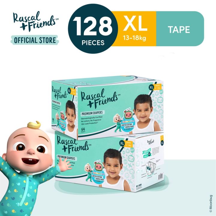 Rascal + Friends Cocomelon Tape Diaper Box of 2 - Xl, 128 Pads | Lazada PH
