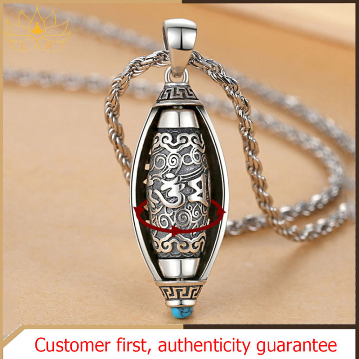 LR-Rune prayer wheel necklace spin to enhance luck ward off evil ...