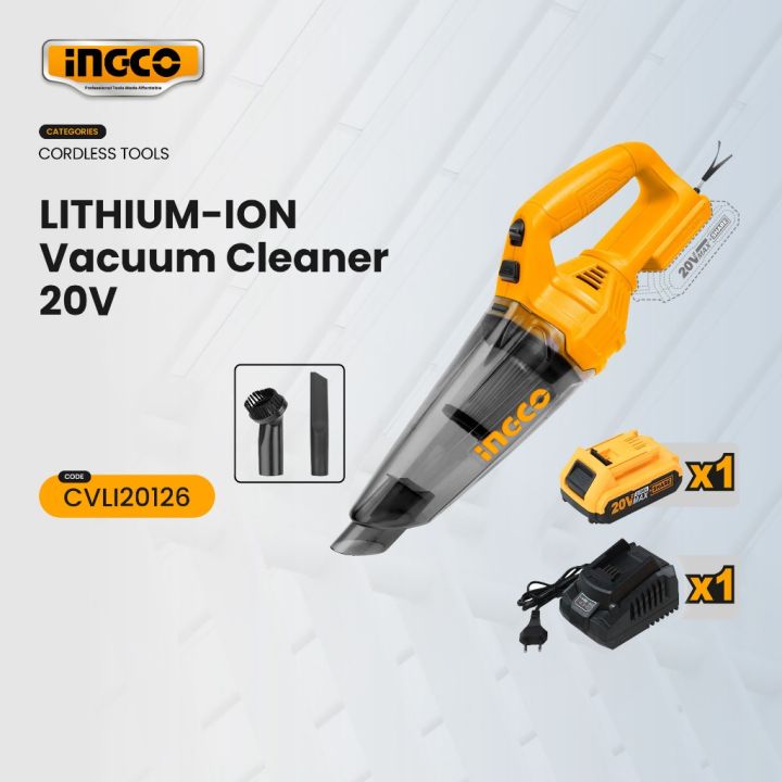 INGCO 20V Lithium-Ion Handy Portable Cordless Vacuum Cleaner with ...