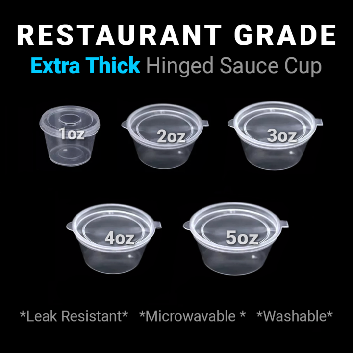 50pcs Sauce Cup Hinged Lid Disposable Plastic Takeout Dip Takeout ...