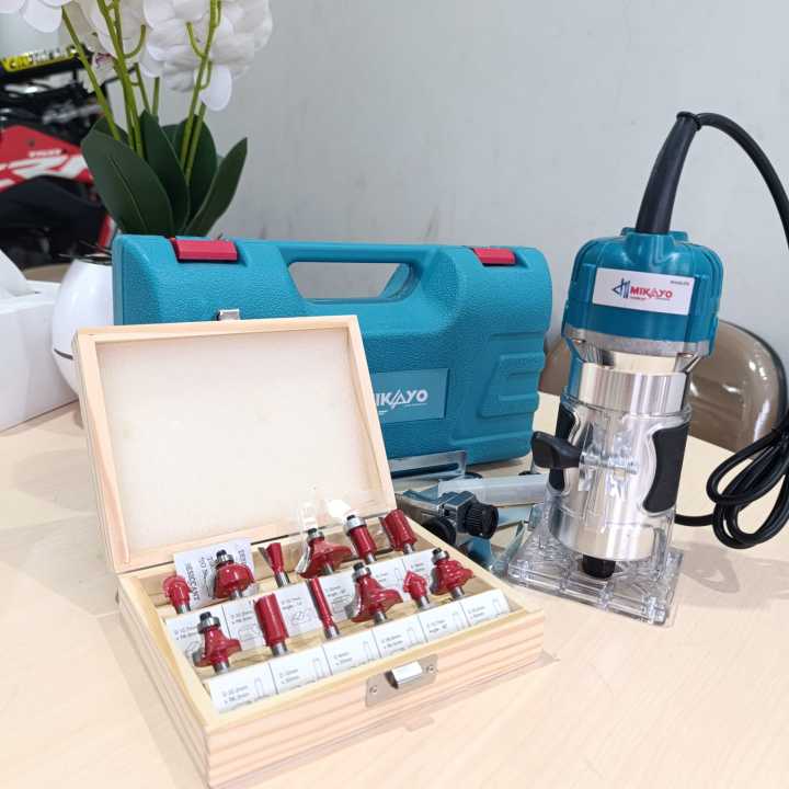MIKAYO Mesin Router Profil Kayu listrik Model Makita trimer lengkap 1 ...