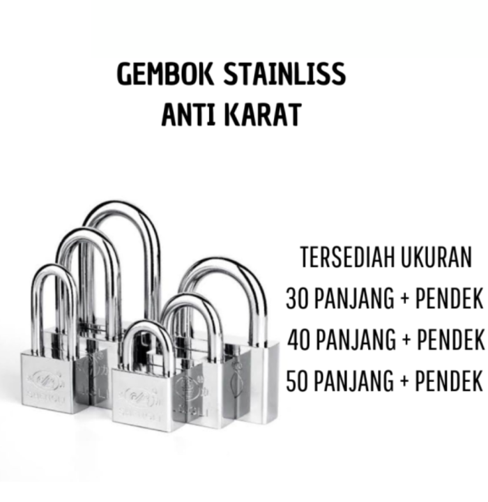 PROMO Gembok GS-4 Anti rusak anti maling gembok stanless anti karat ...
