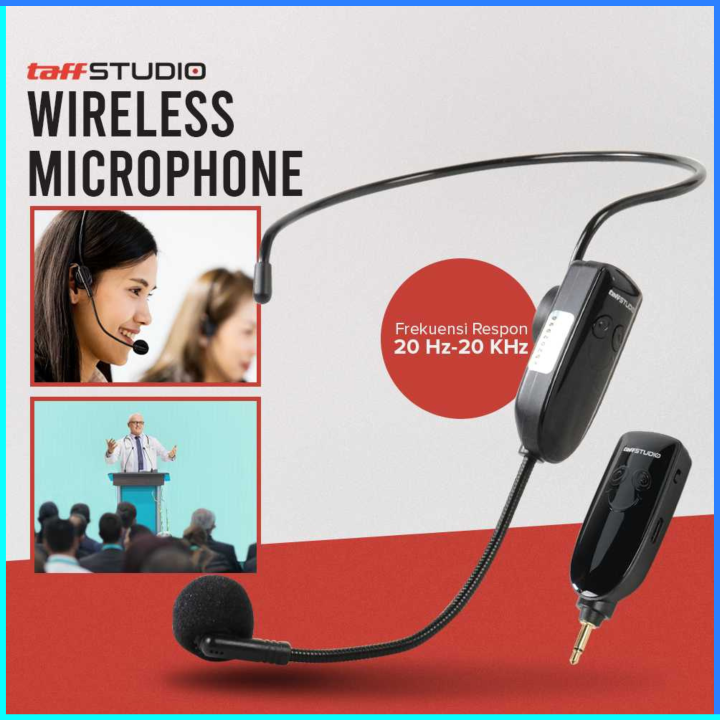 COD TaffSTUDIO Wireless Microphone 2.4G Headset with Transmitter - HX-W021 / mik buat imam ...