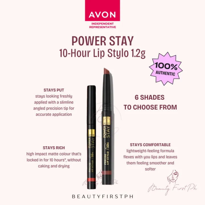 AVON Power Stay 10 Hour Lip Stylo Lipstick 1.2g Stays Put Stays ...
