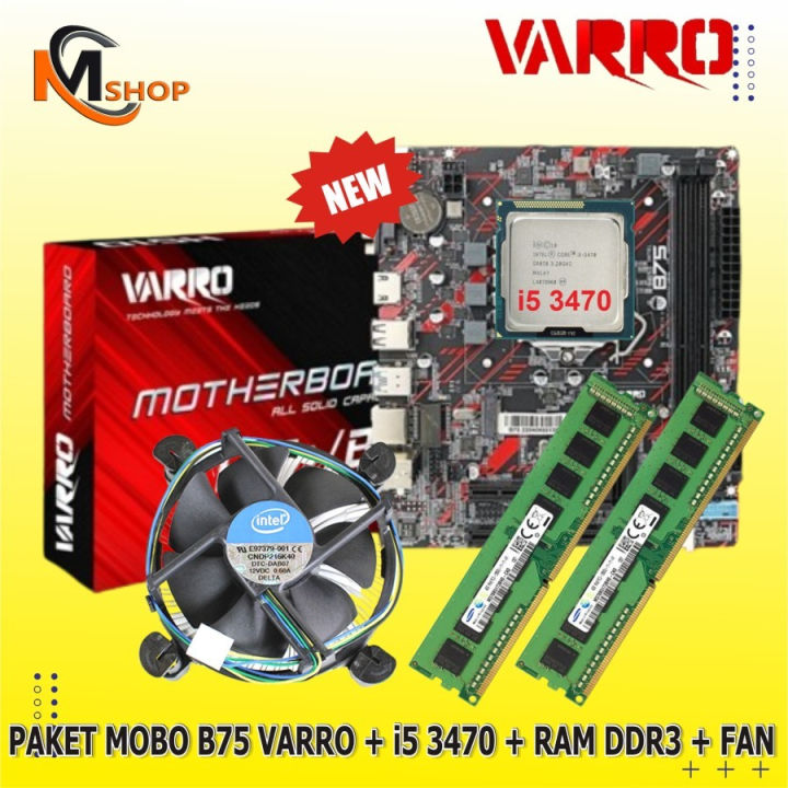 Paket Mainboard Mobo Motherboard H61+ B75 Varro NVME New + i5 3470/3570 ...