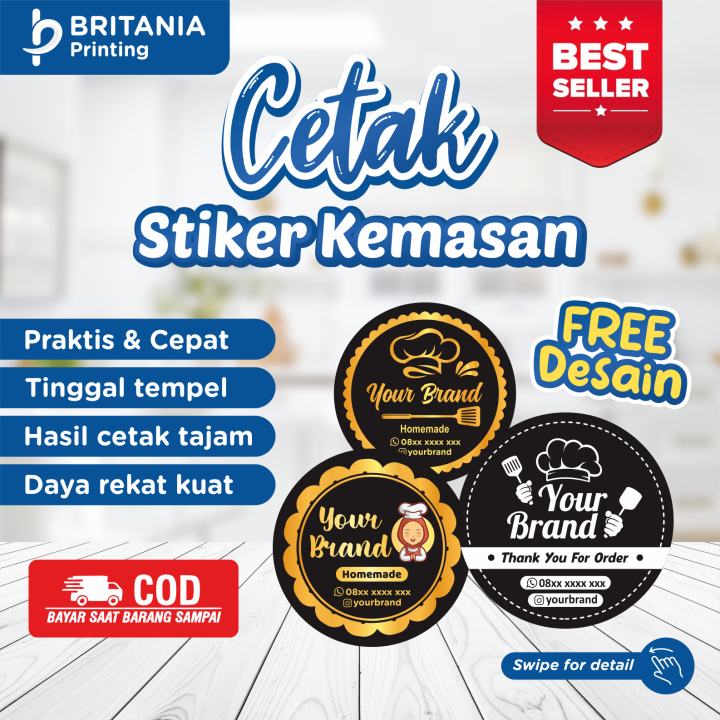 Cetak Stiker Label Bulat Kemasan Makanan Kue dan Cemilan / Stiker Label ...