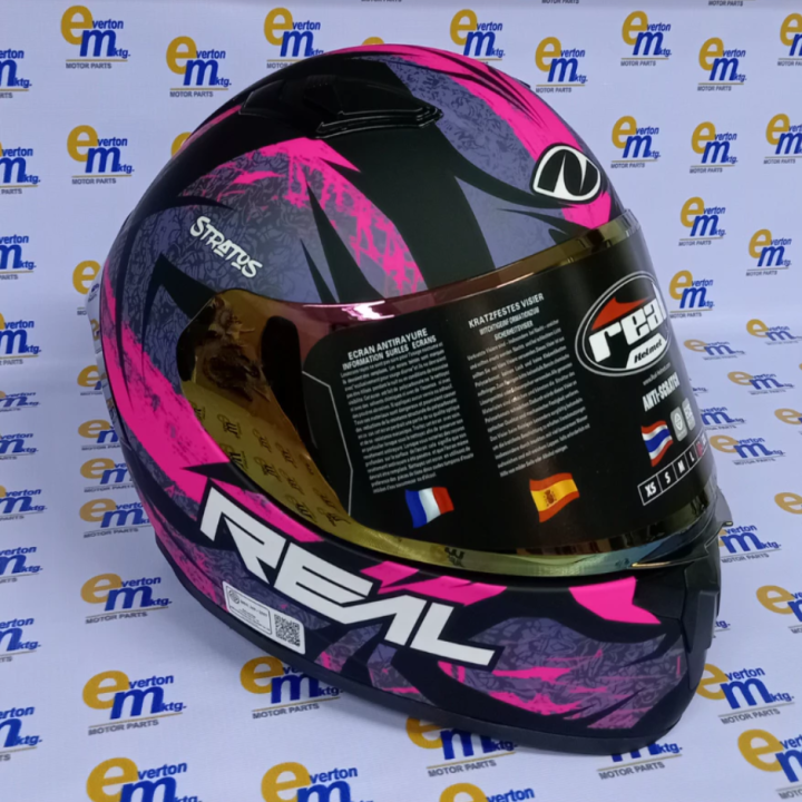 REAL HELMET RAPTOR STRATOS BLACK/PINK FULL-FACE | Lazada PH