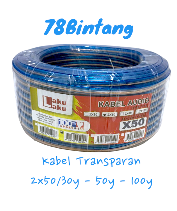 KABEL TRANSPARAN 2X50/ 30Y 50Y 100 YARD - KABEL LISTRIK SNI - KABEL AUDIO 80 M - KABEL ROLL ...