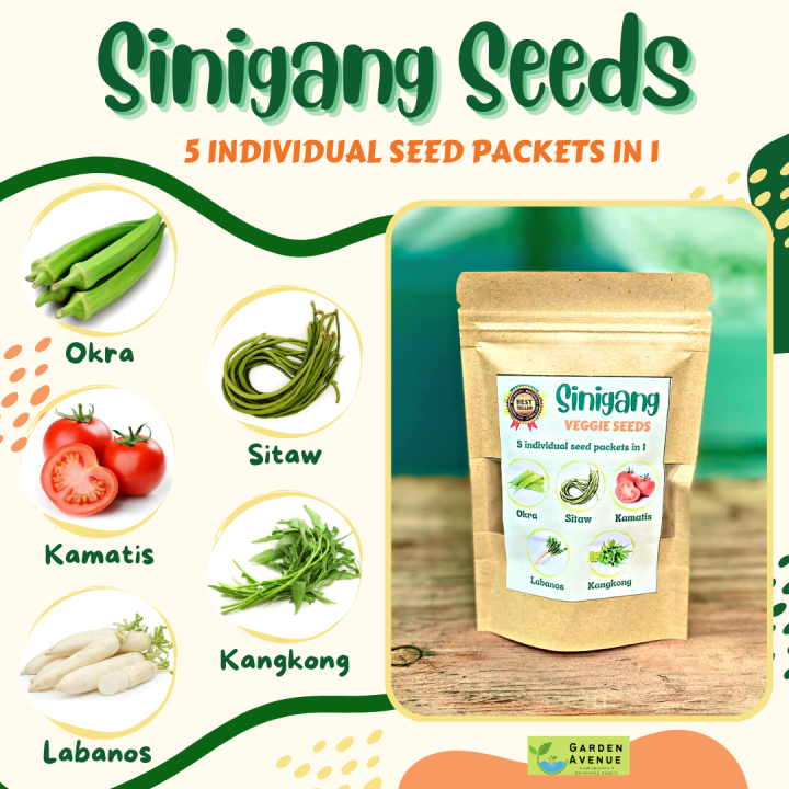 (5 in 1) SINIGANG SEED PACKAGE (Okra Sitaw Tomato Radish Kangkong ...