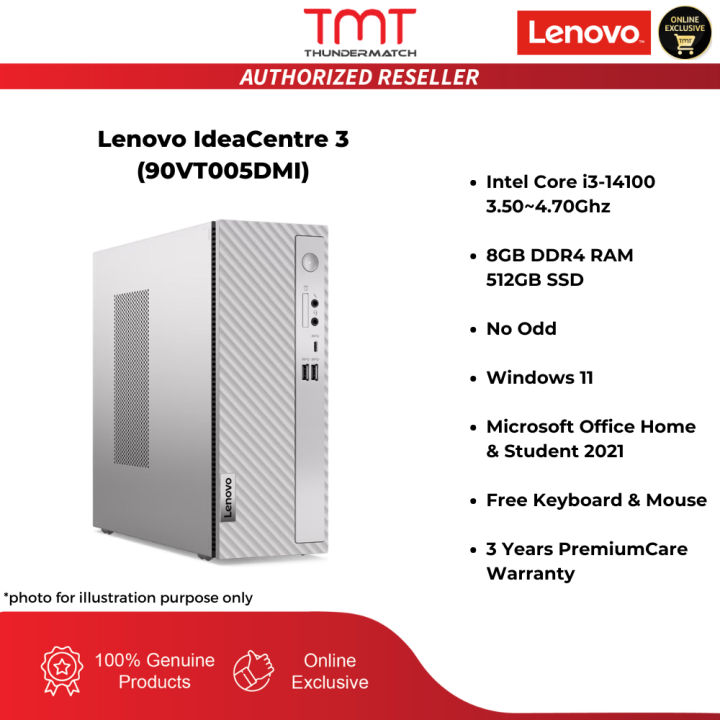 Lenovo IdeaCentre 3 Desktop (90VT005DMI) | i3-14100 | 8GB RAM 512GB SSD ...