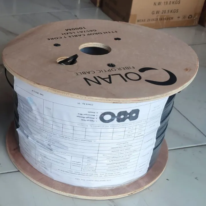 Kabel Fiber Optik 1 Core 3 Seling Dropcore COLAN 1000 Meter FTTH Drop ...