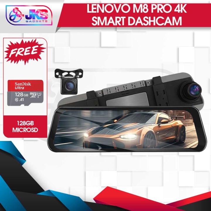 LENOVO M8 Pro 4K Dashcam 10inch Touch Screen 4K Front Camera 1080P Rear ...