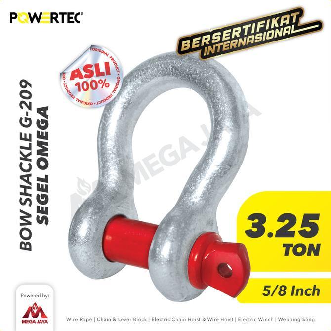 Bow Shackle Omega G209 3.25 Ton - 5/8" POWERTEC Segel Screw Pin ...