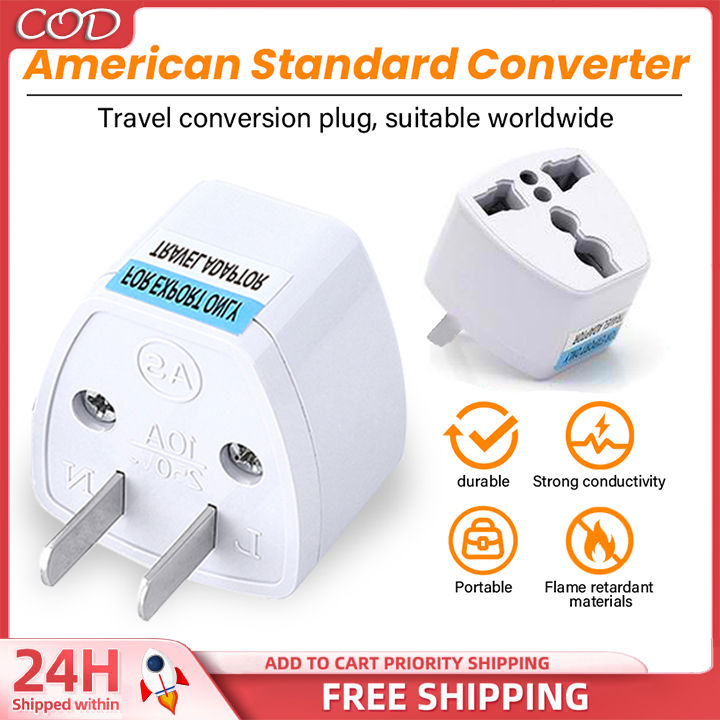 Universal UK/EU To US Adapter Power Plug Conversion 3 in 2 Alloy/Copper ...