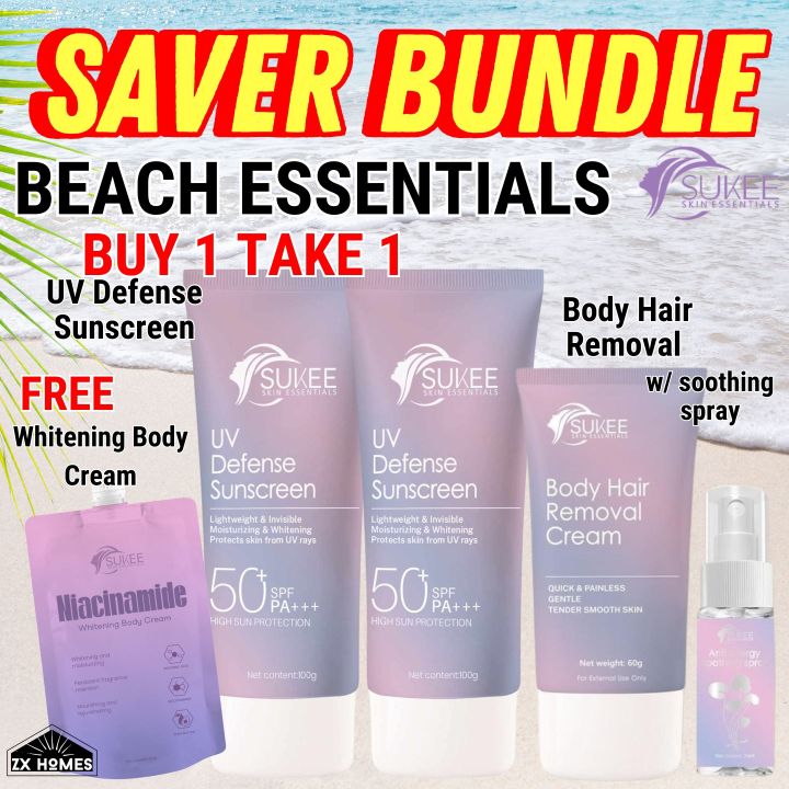 MOCHI [BEACH ESSENTIAL BUNDLE] 2 ORIGINAL SUKEE UV DEFENSE SUNSCREEN, 1 ...