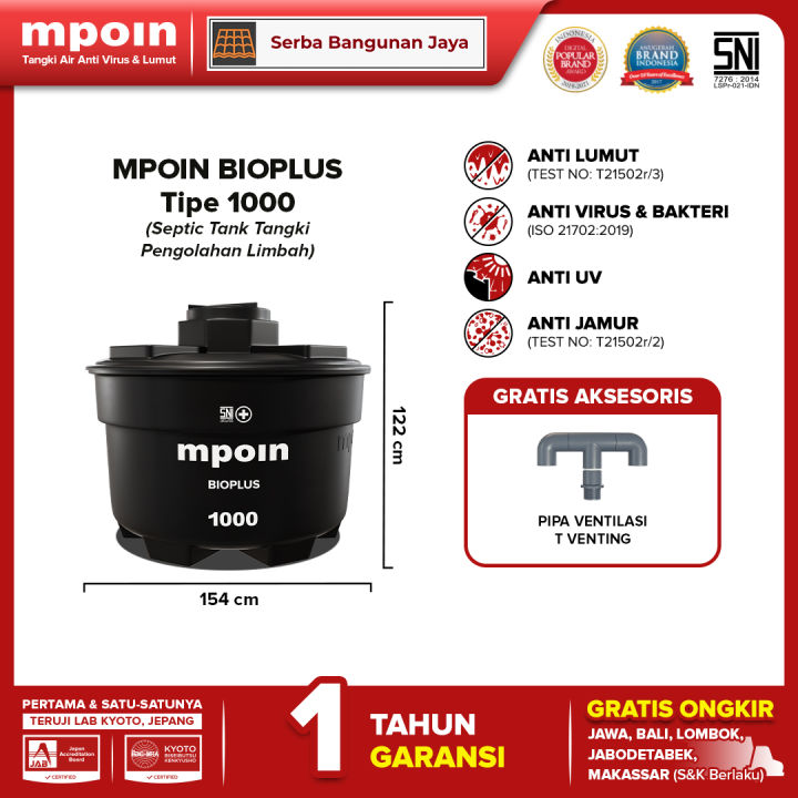 MPOIN BIO BIOPLUS ( 1000 Liter ) TANGKI AIR SEPTIC TANK | Lazada Indonesia